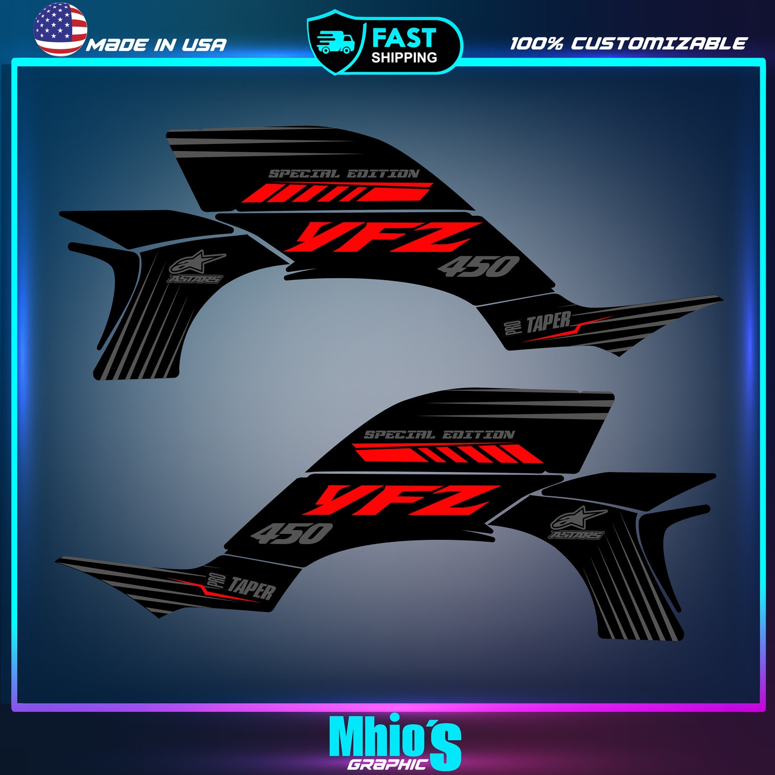 Yamaha YFZ 450 Graphics Kit 2003 2004 2005 2006 2007-2008 Stickers ...