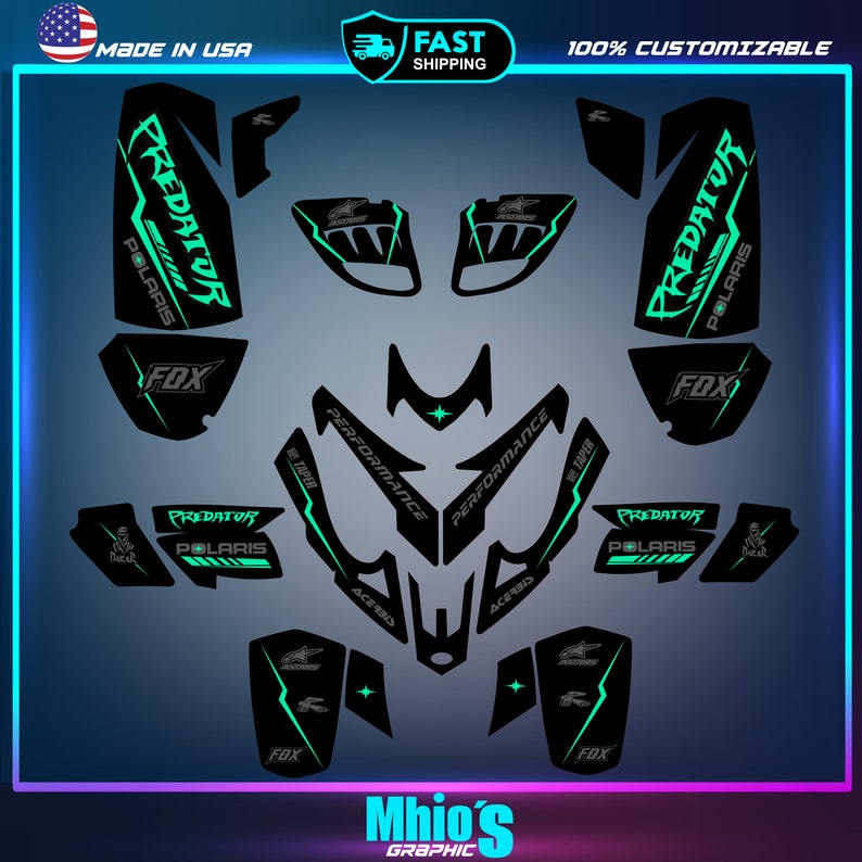 Polaris Predator 500 Graphics Decals Stickers Full Kit Atv Wrap Quad ...
