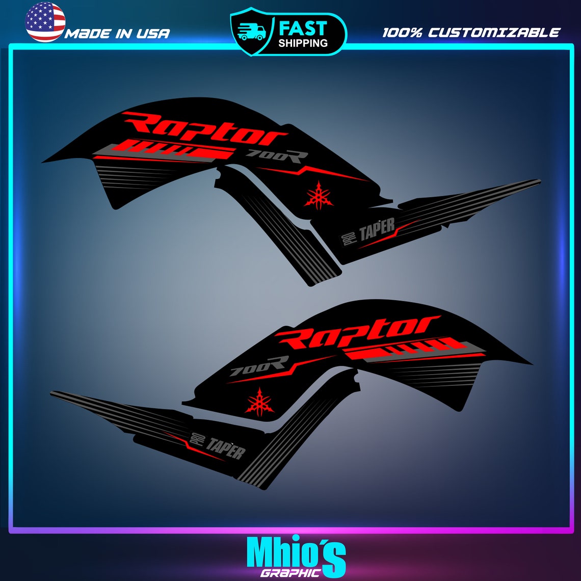 Yamaha Raptor 700 700R Graphics Kit 2013 2018 2022 to 2025 Decals ...