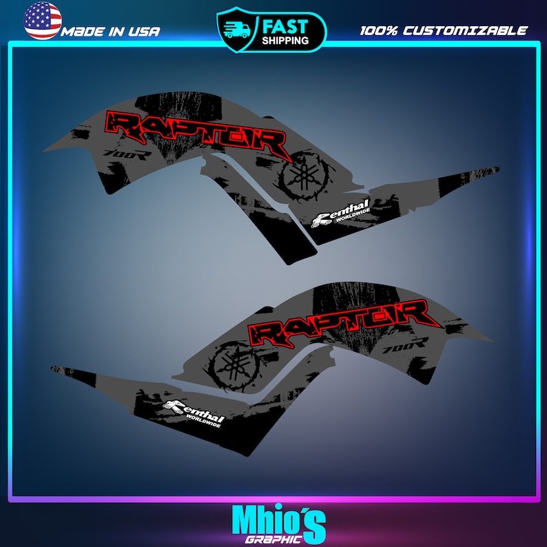 Yamaha Raptor 700 700R Graphics Kit 2013 2017 2022 to 2025 Decals ...