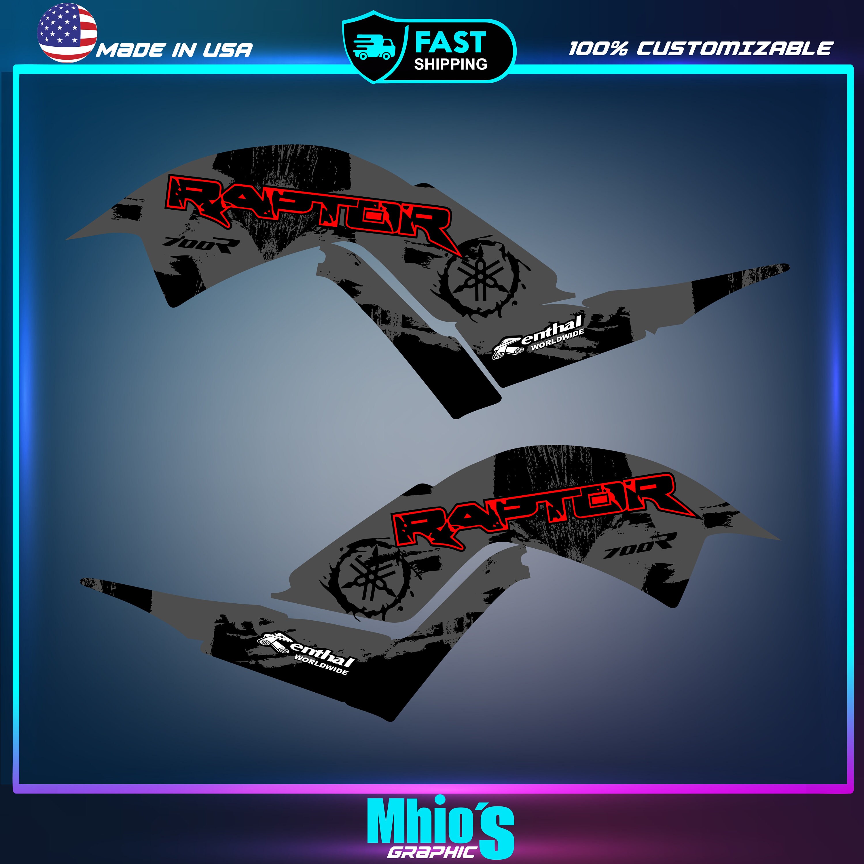 Yamaha Raptor 700 700R Graphics Kit 2013 2017 2022 to 2025 Decals ...