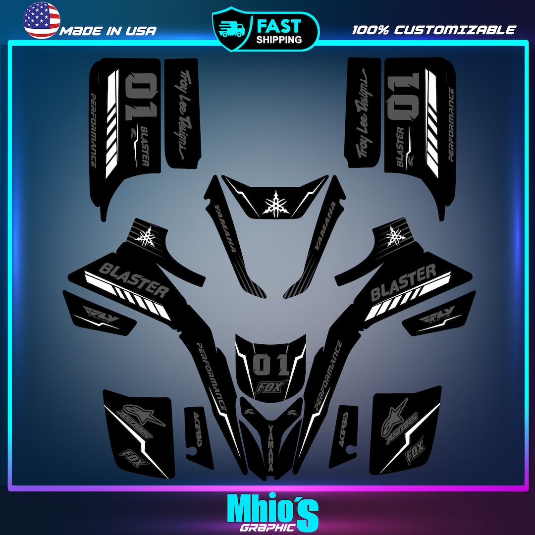 Yamaha Blaster YFS 200 Yfs200 Decals Graphics Stickers Full Kit ATV ...