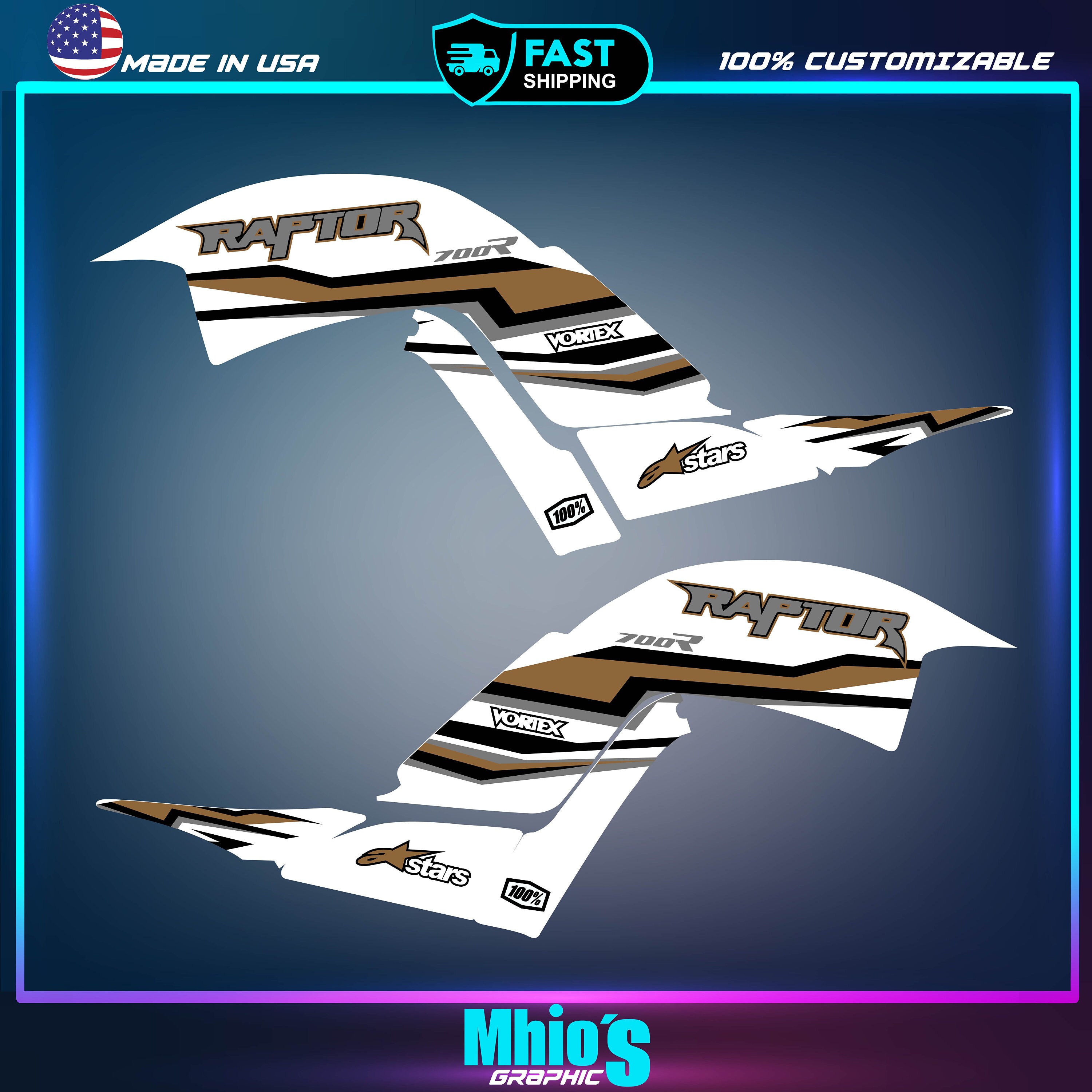 Yamaha Raptor 700 700R Graphics Kit 2013 2017 2022 to 2024 Decals ...