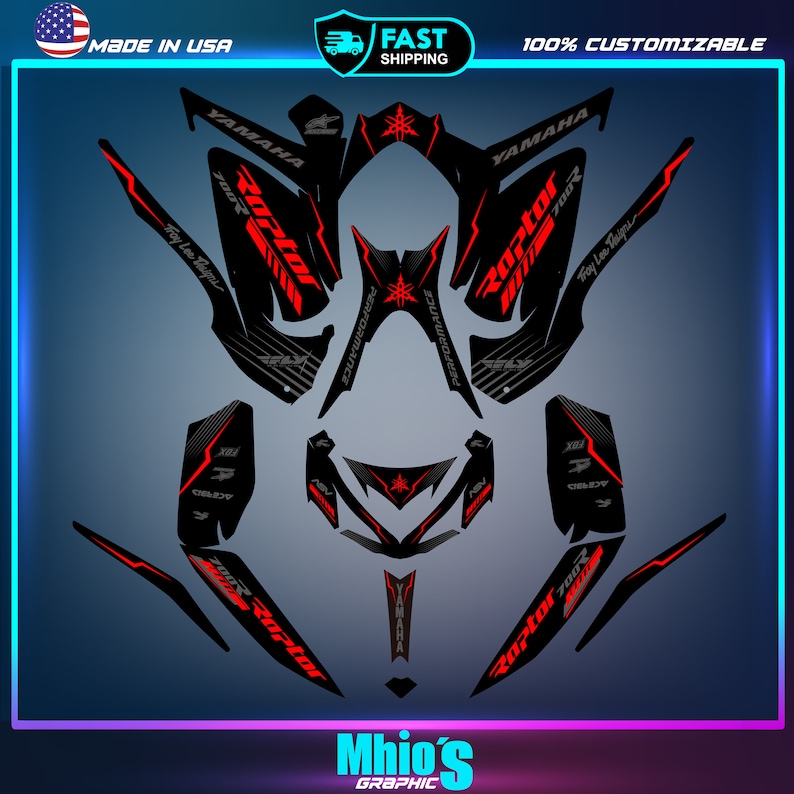 Yamaha Raptor 700 700R Graphics Kit 2013 2018 2022 to 2025 Decals ...