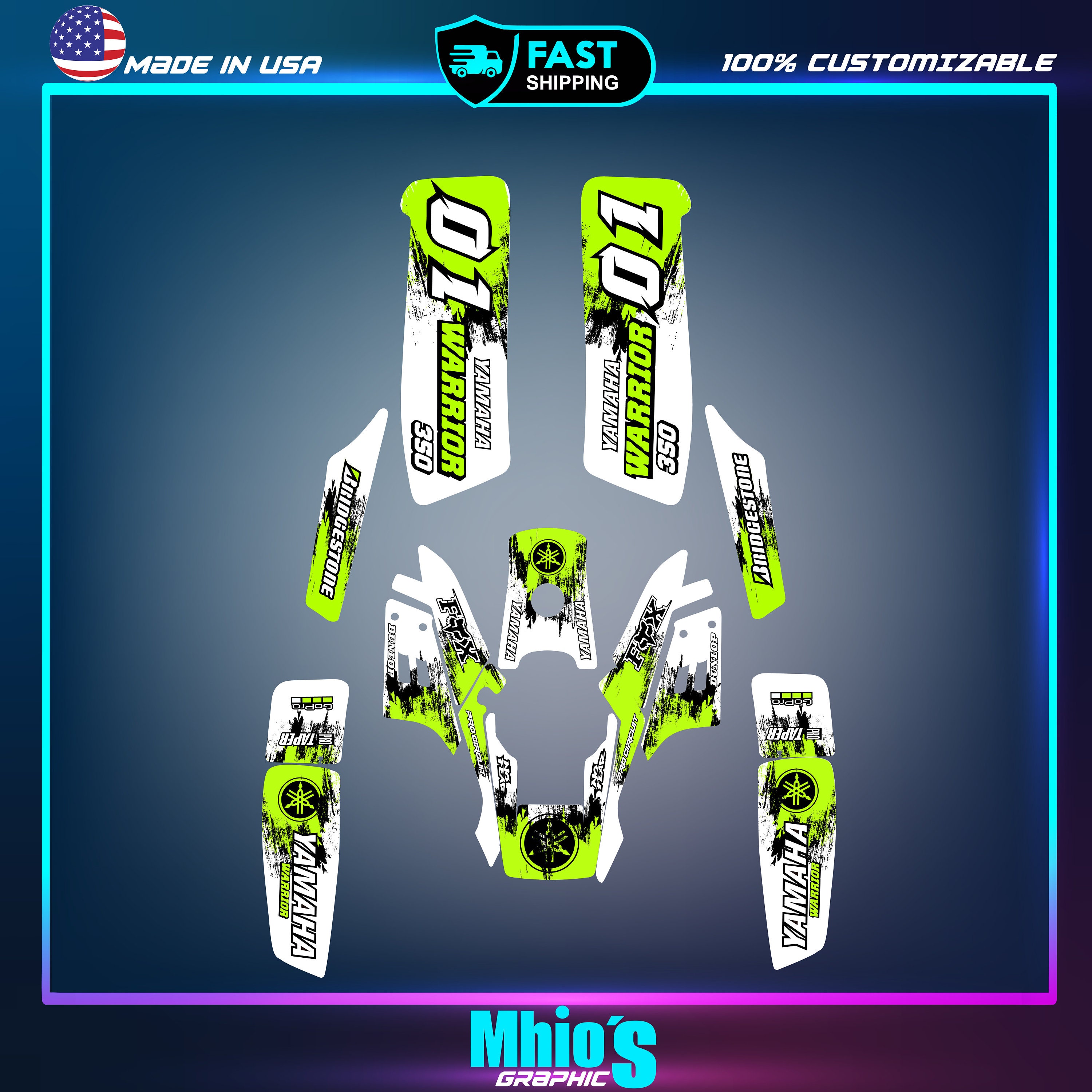 Yamaha Warrior 350 Full Graphics Kit | Yamaha Warrior 350 Decals ...