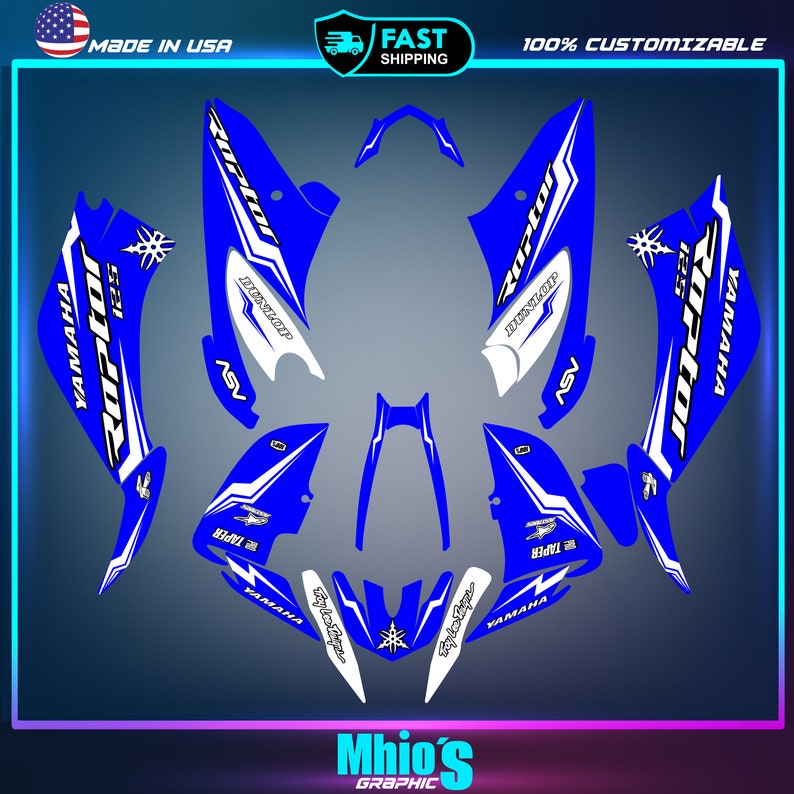 Graphic Kit Atv Graphics Decals Kit For Yamaha Raptor 125 All Years - Etsy