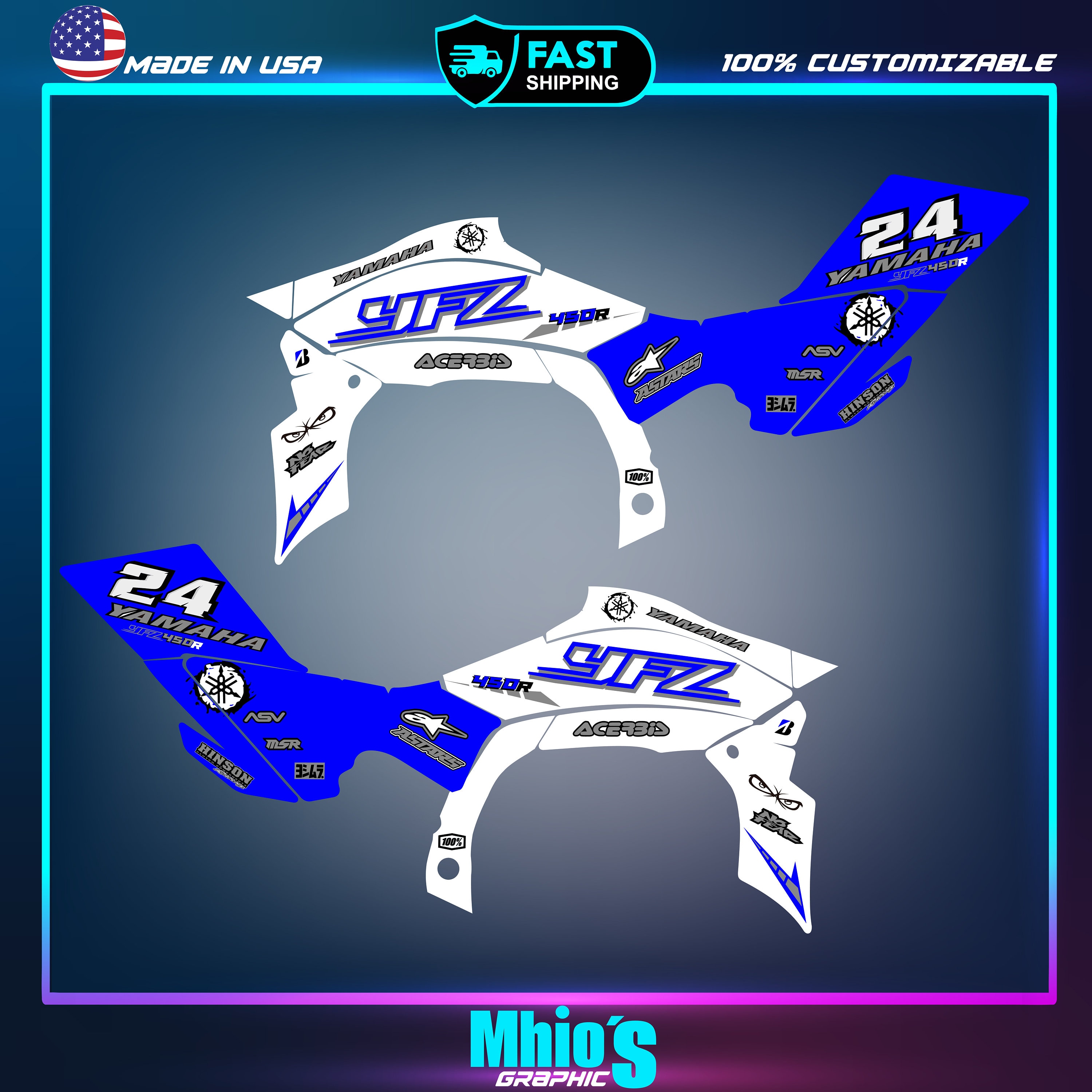 Yamaha YFZ 450 Graphics Kit 2009-2013 Stickers Decals Kit 2010 2011 ...