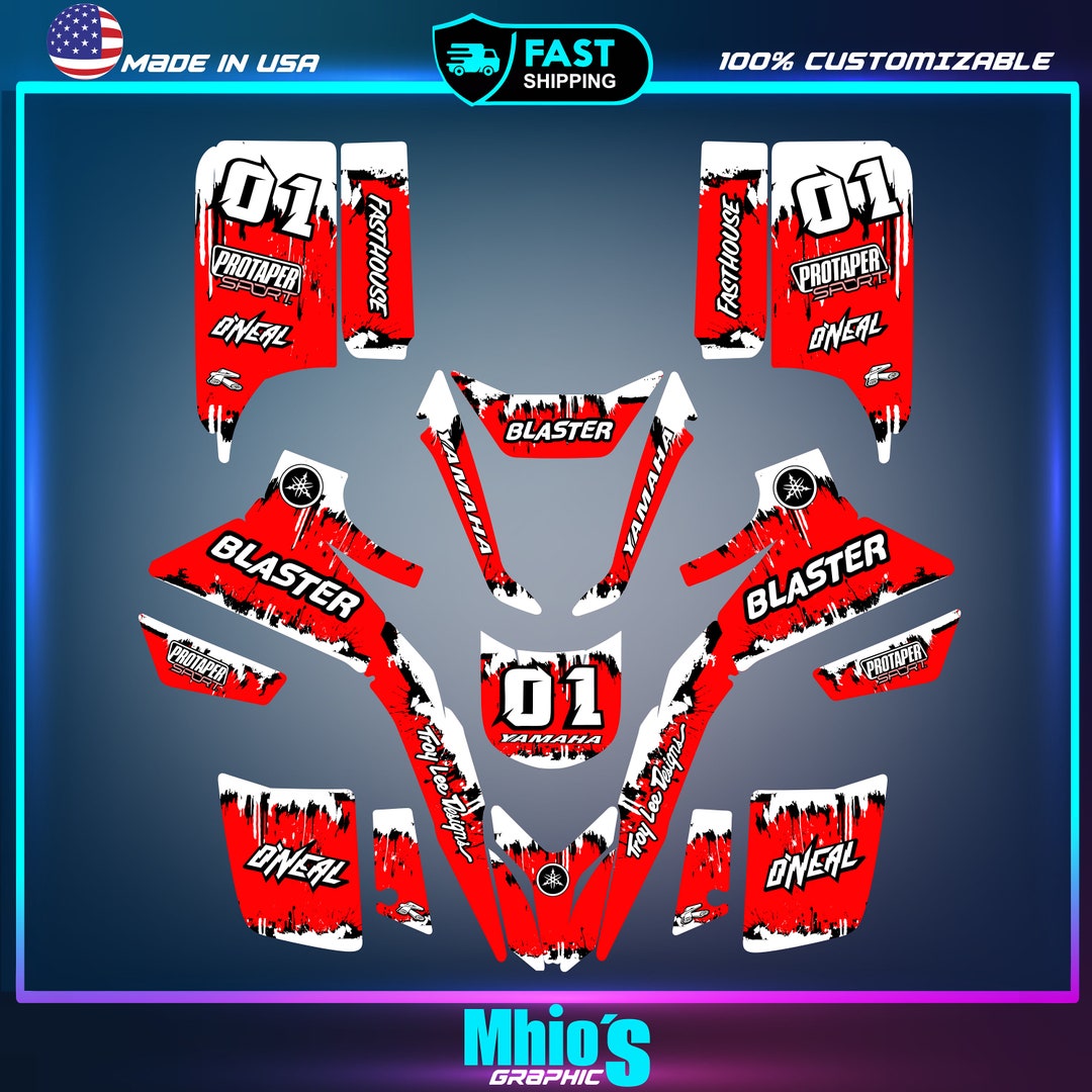 Yamaha Blaster YFS 200 Yfs200 Decals Graphics Stickers Full Kit ATV ...