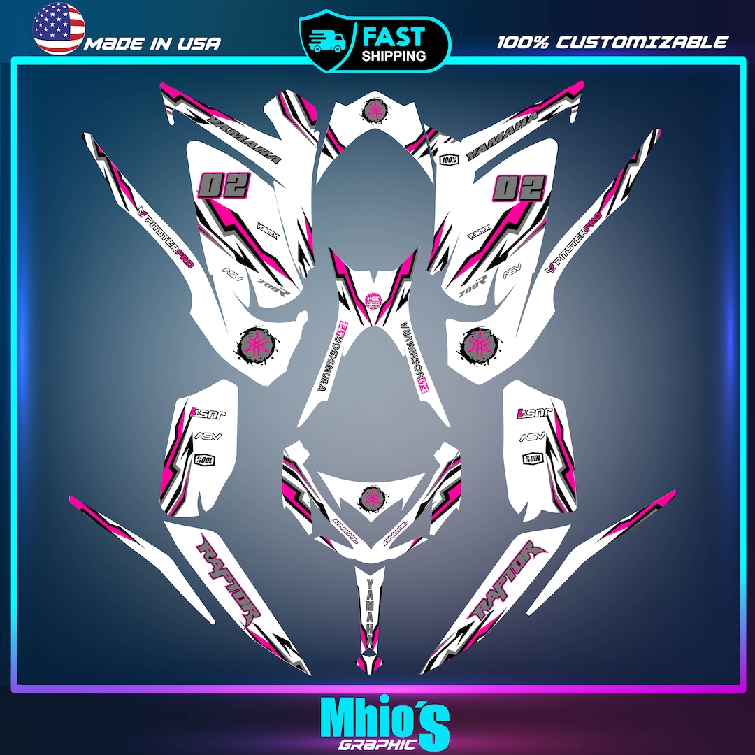 Yamaha Raptor 700R Graphics Kit 2013 2014 2017 2019 to 2022 Decals ...