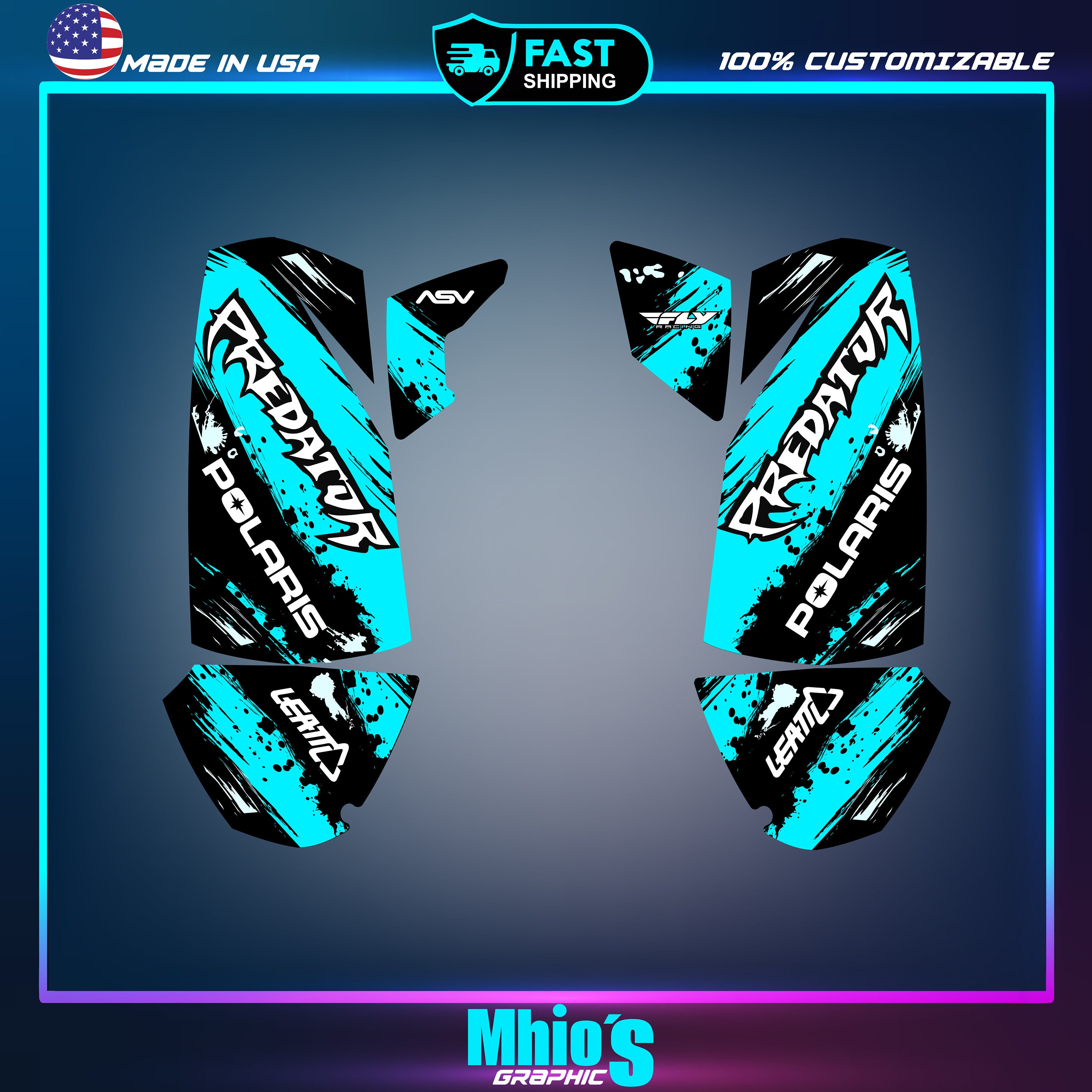 Polaris Predator 500 Graphics Full Decals Stickers Kit Atv| Polaris ...