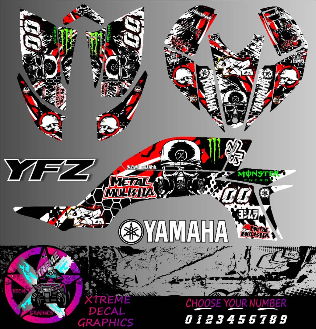 Yamaha YFZ450 ATV Quat Graphics Kit ATV Quat 2003-2008 Decals - Etsy