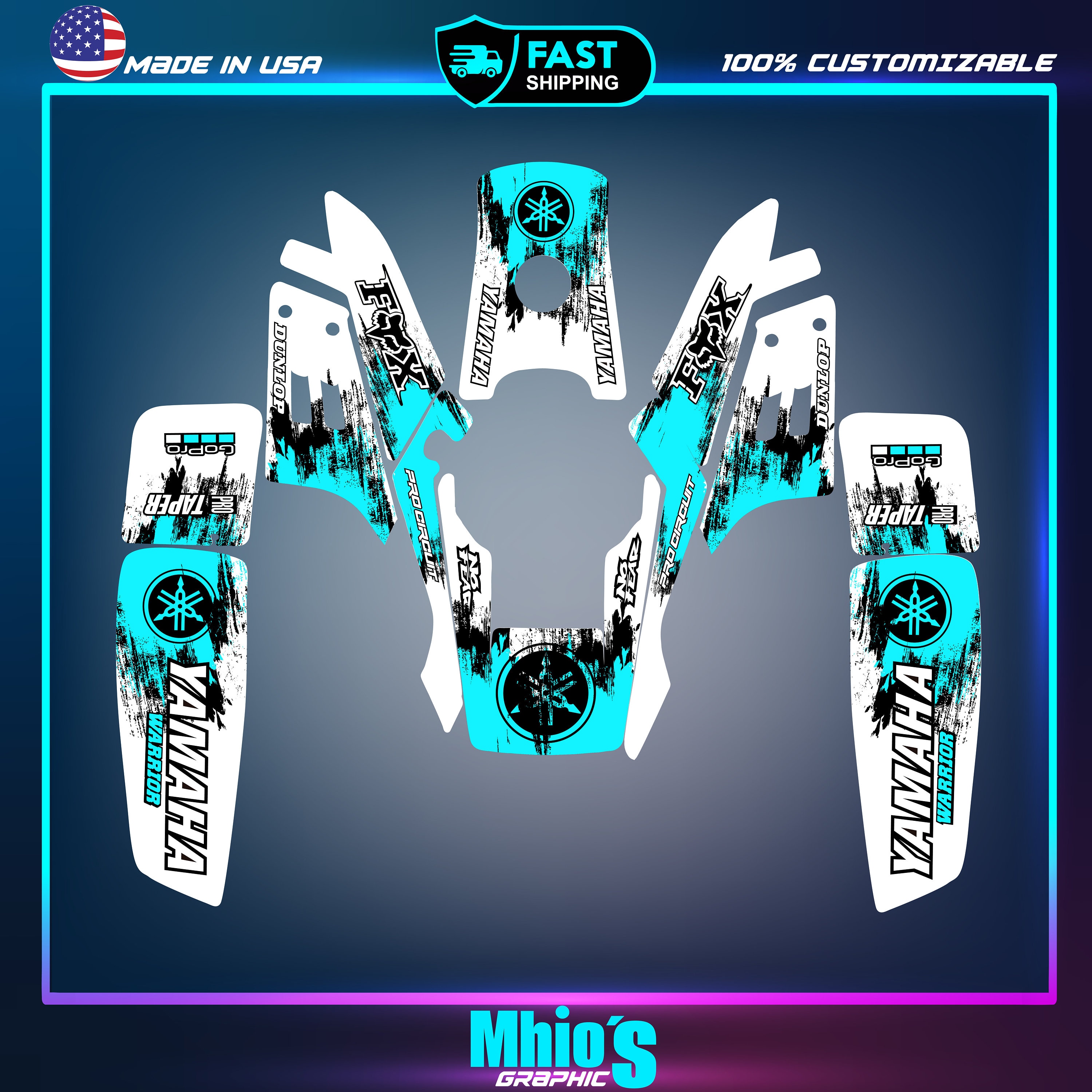 Yamaha Warrior 350 Full Graphics Kit | Yamaha Warrior 350 Decals ...