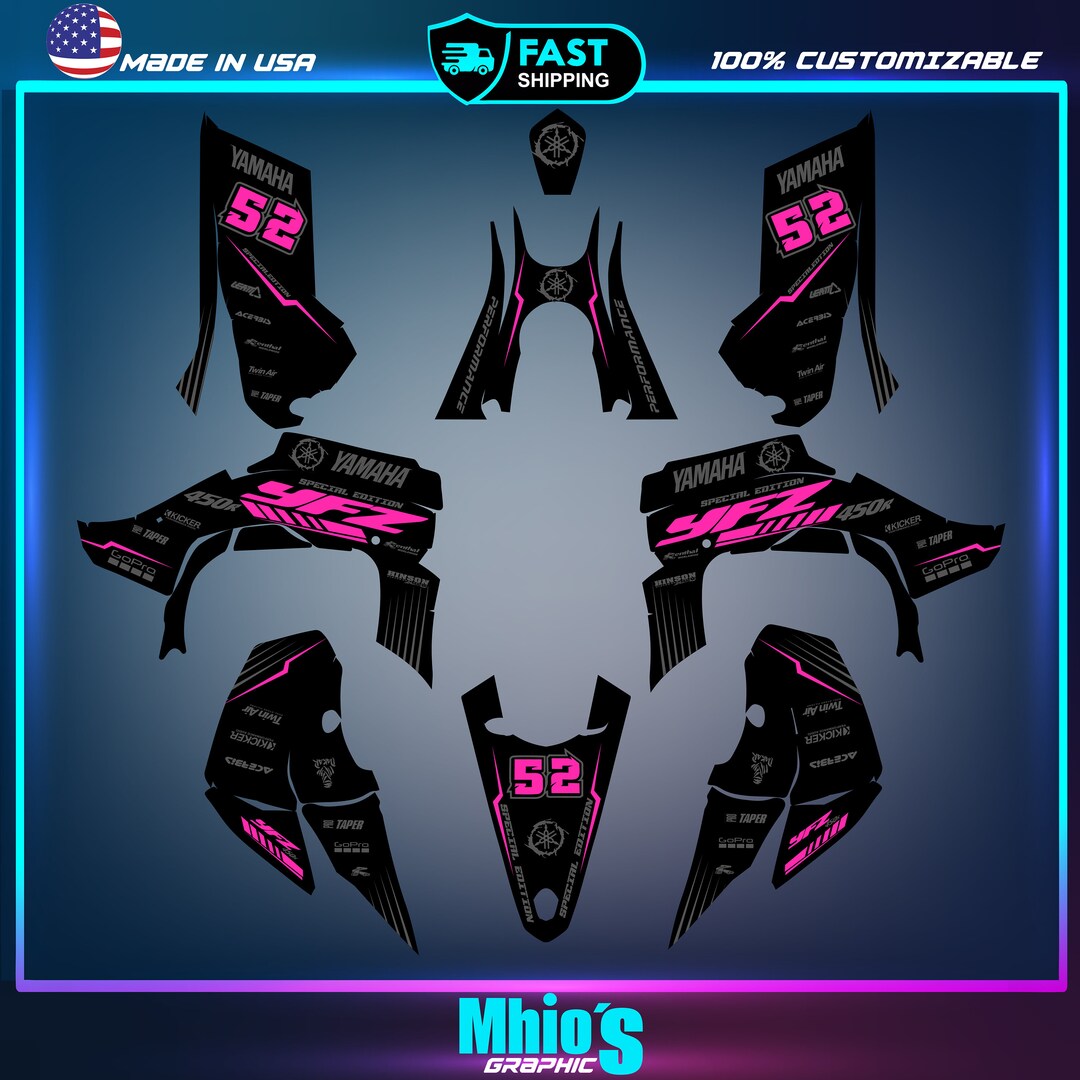 2014 2023 Yamaha YFZ450R Graphics Decal Kit Full Stickers Atv Yfz 450r ...