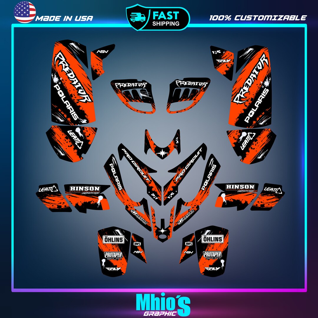 Polaris Predator 500 Graphics Full Decals Stickers Kit Atv| Polaris ...