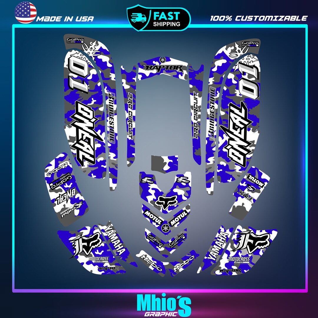 Yamaha Raptor 660 Kit Graphics Decals Stickers Atv Wrap Quad All Year ...