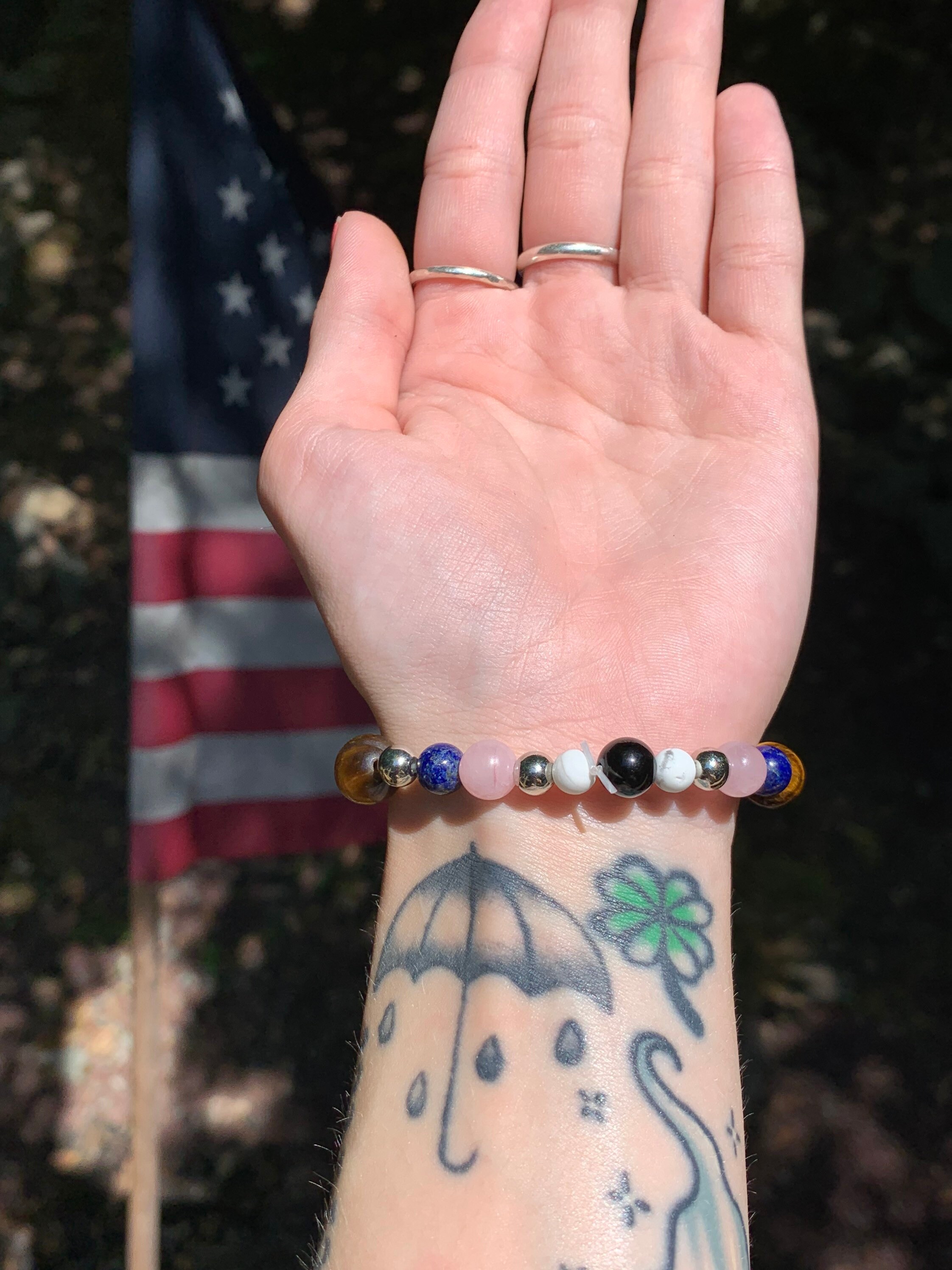 Matte Howlite, Black Obsidian and Tiger's Eye Genuine Stone Matte Howlite, Black Obsidian and Tiger's Eye Genuine Stone