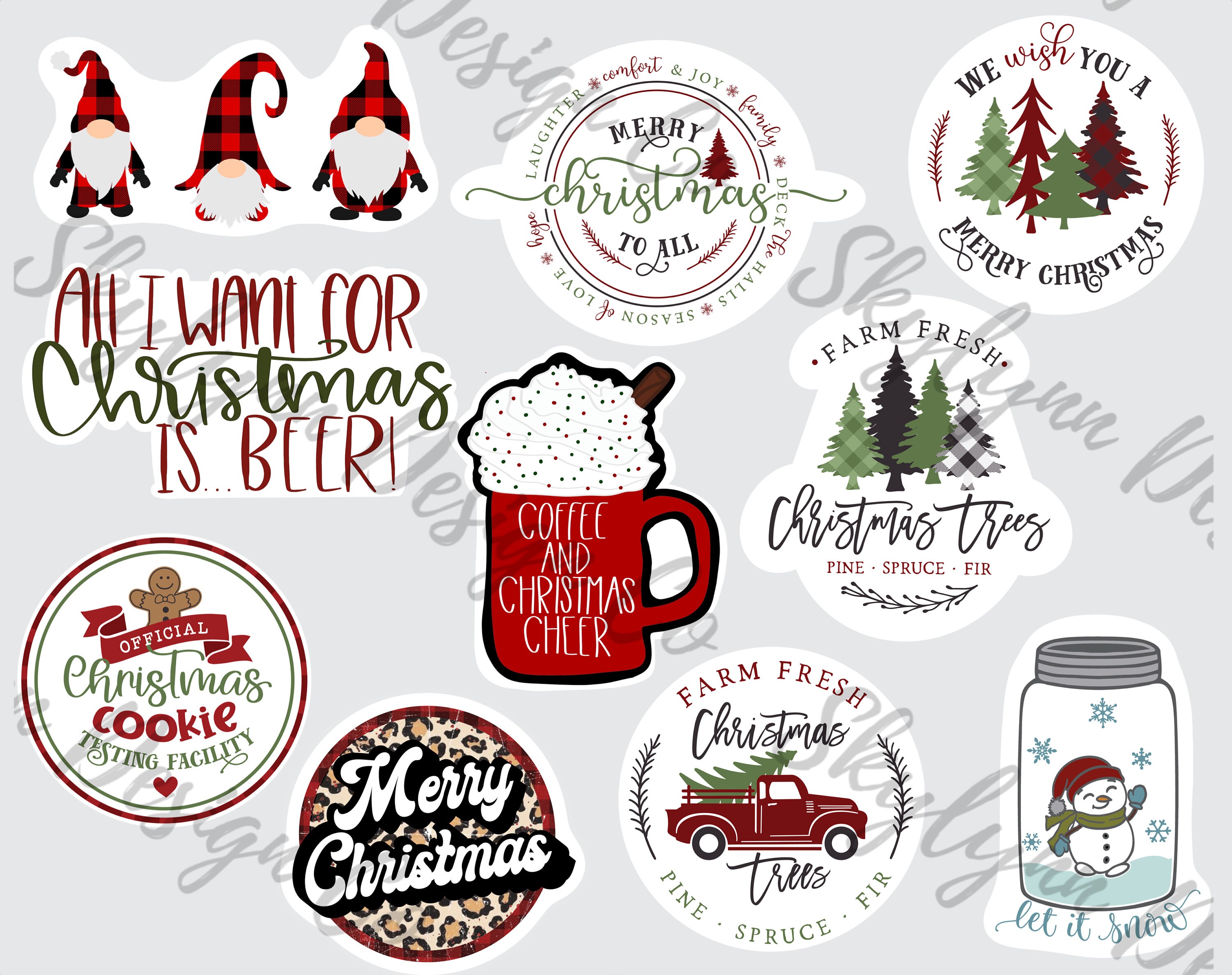 Christmas Sticker Bundle PNG, Digital Download, Print and Cut - Etsy