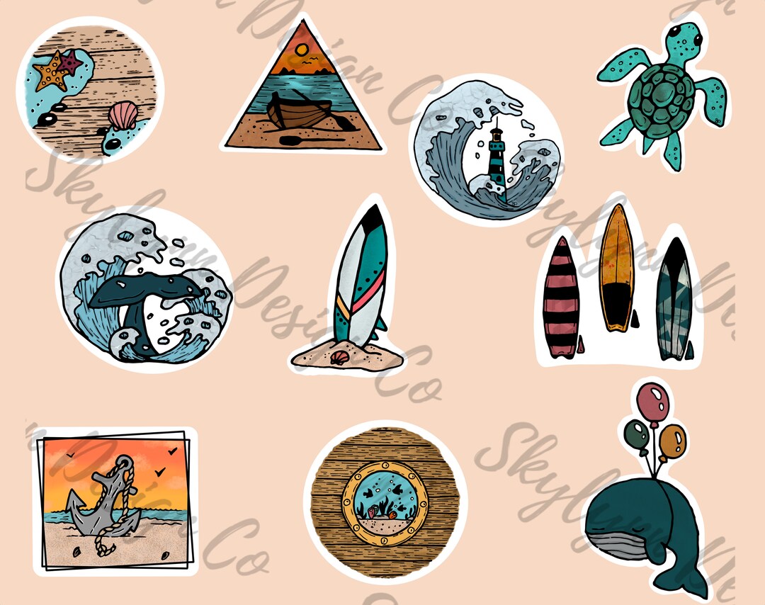 Ocean Sticker Bundle PNG, Digital Download, Print and Cut - Etsy