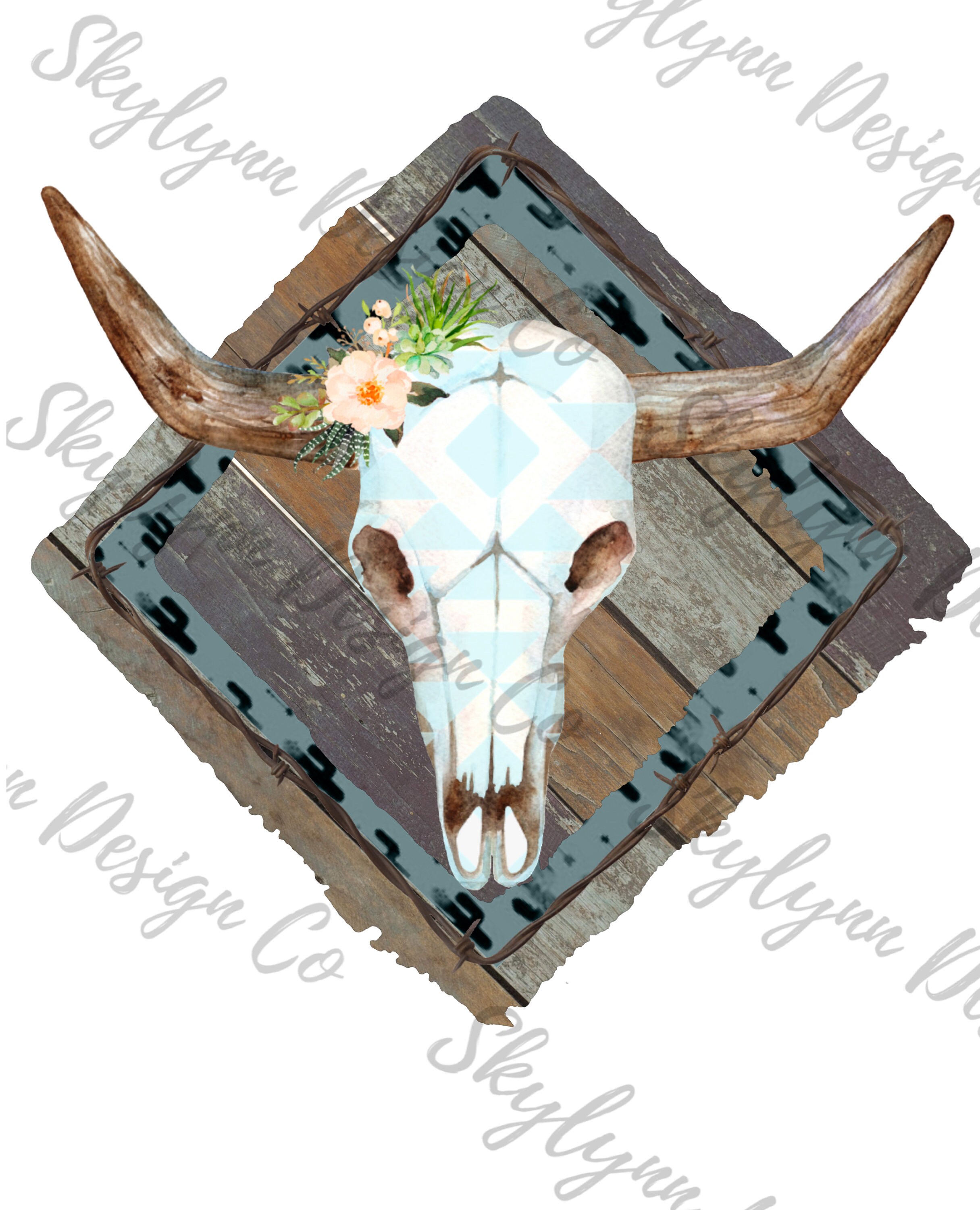 Bull Skull Barbed Wire PNG, Digital Download, PNG Sublimation, Print ...