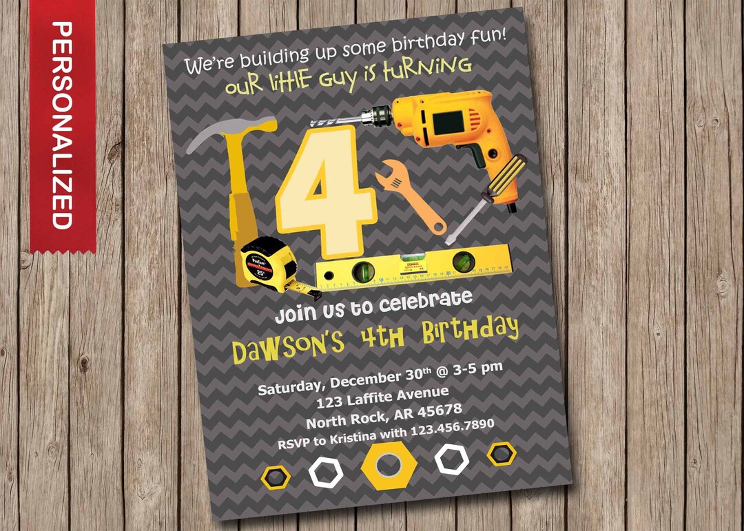 Tools Birthday Invitation, Tools Invitation, Tools Birthday Party ...
