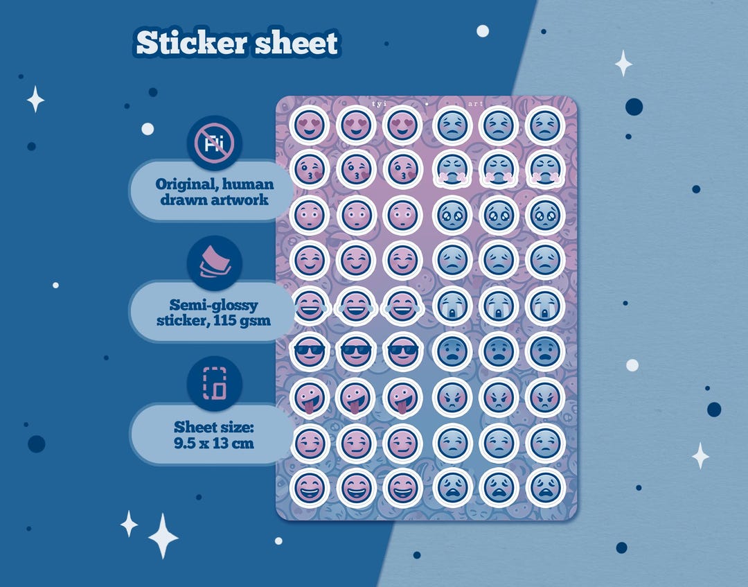 Emoticons Sticker Sheet Tiny Mini Emojis, Cute and Adorable, Journal ...