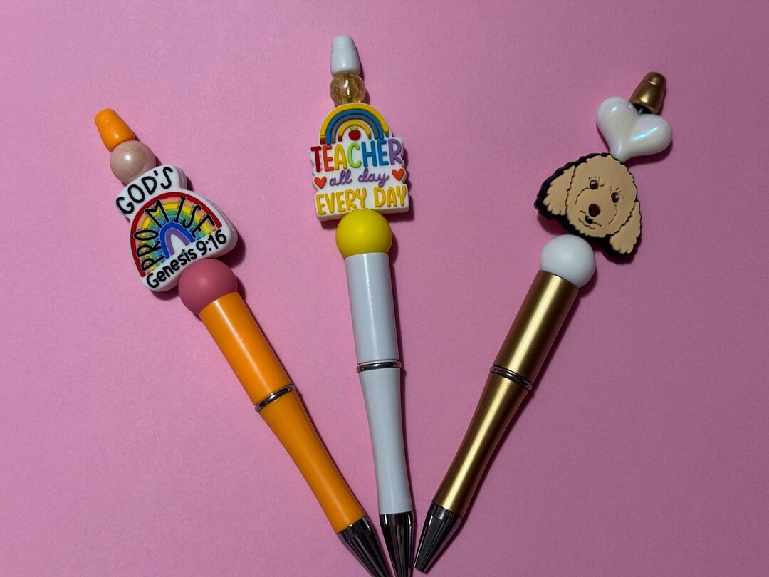 Beaded Refillable Ballpoint Pen! Custom Pens, Cute Silicone Saying ...