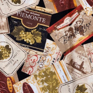 Tossed Wine Labels Quilting Cotton - Remnant - Etsy