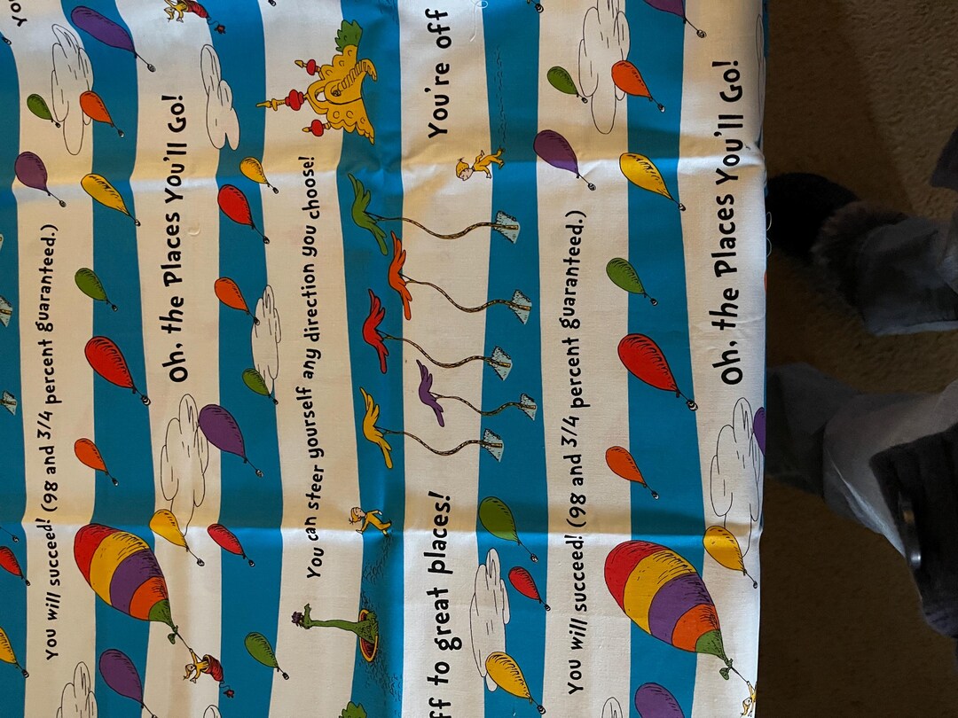 Dr Suess "oh, the Places You'll Go" From Robert Kaufman - Remnant - Etsy