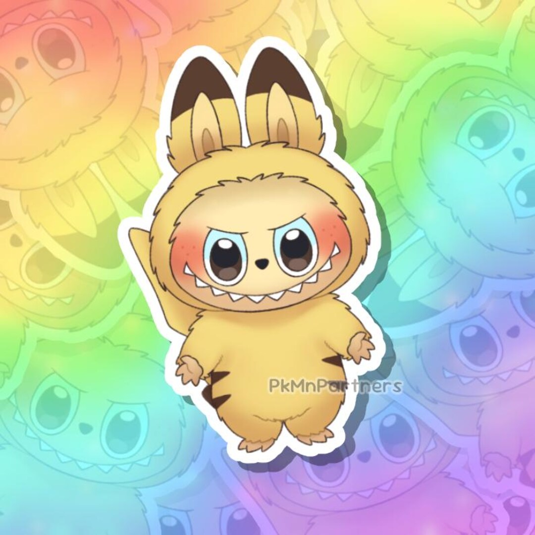 Labubu Pikachu Holographic Vinyl Sticker - Etsy