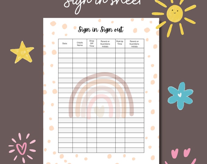 Sign-in / Sign- Out Sheet for Classroom, Sign-in, Sign-out, Homeschool ...