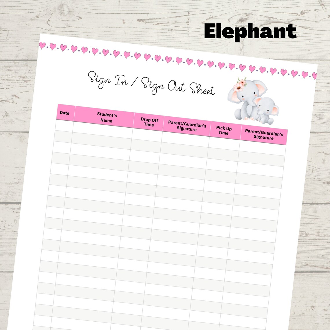 Sign-in Printable Sign in Sheet Attendance Sheet Drop off Form ...