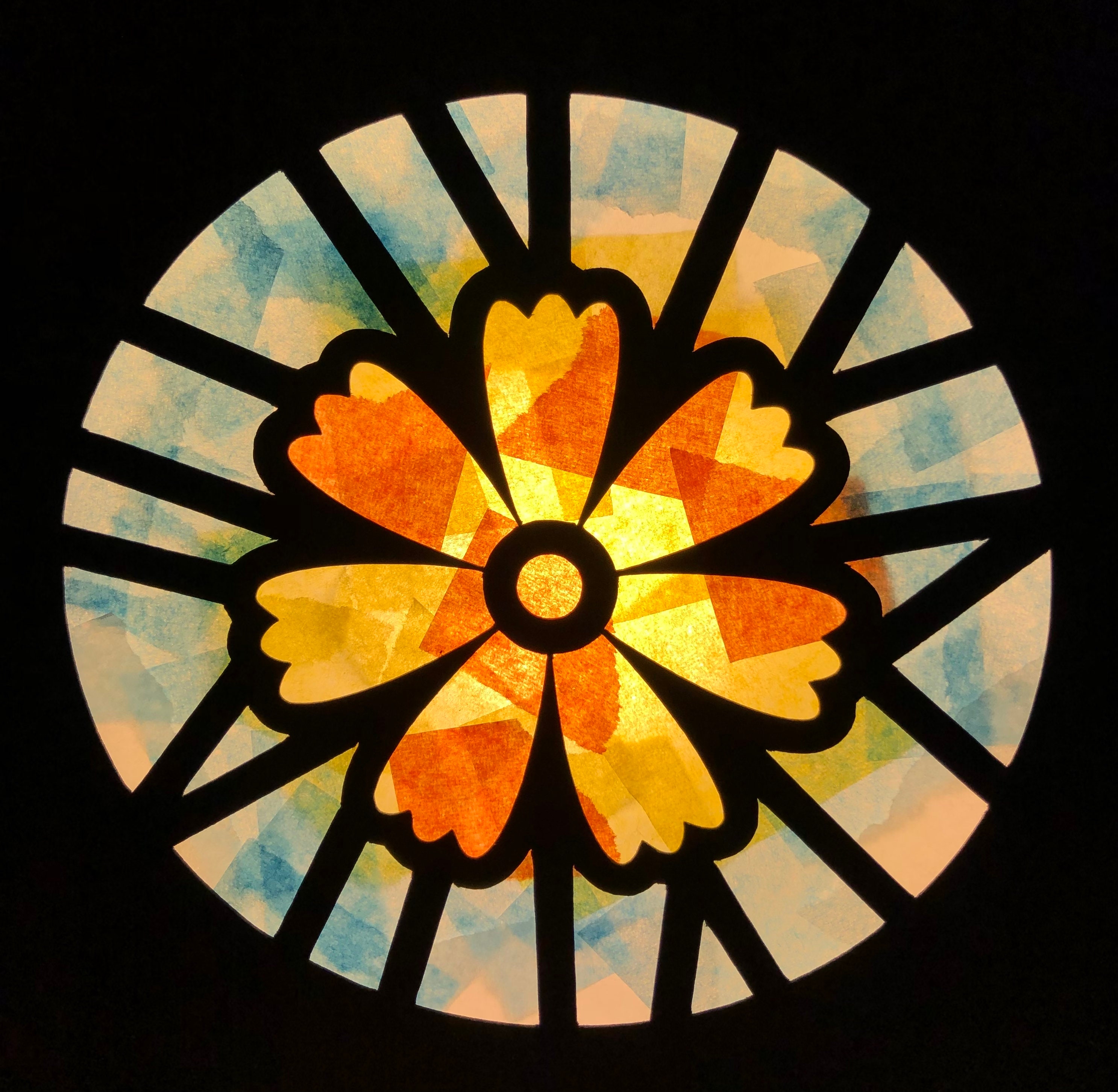 Paper Stained Glass Templates Flower Window Decor Senior Activities ...