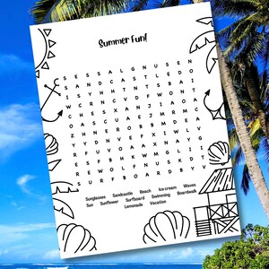 Word Search Puzzle Printable Party Games Summer Kid's Activities 60th ...