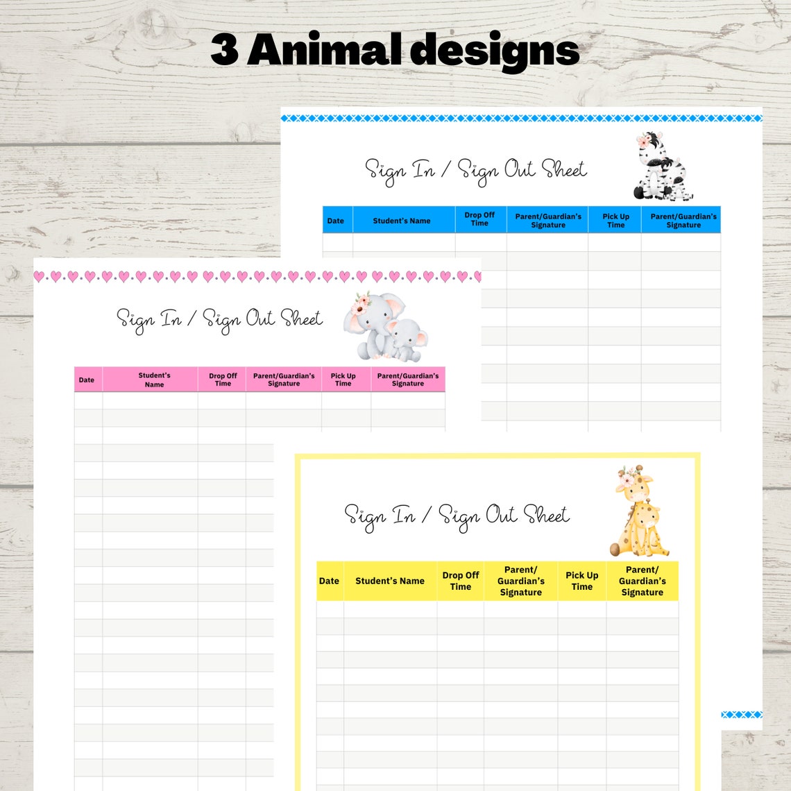 Sign-in Printable Sign in Sheet Attendance Sheet Drop off Form ...