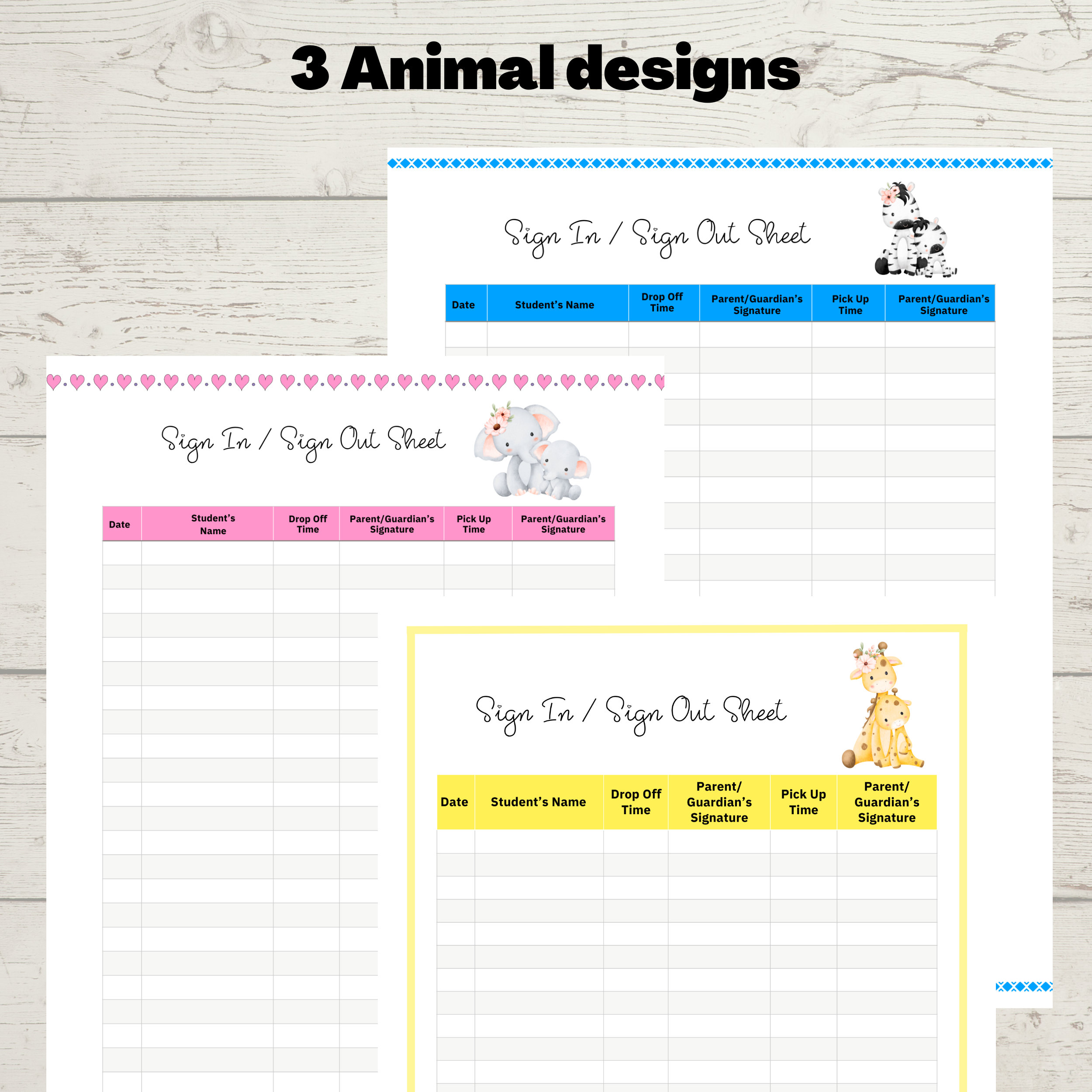 Sign-in Printable Sign in Sheet Attendance Sheet Drop off Form ...