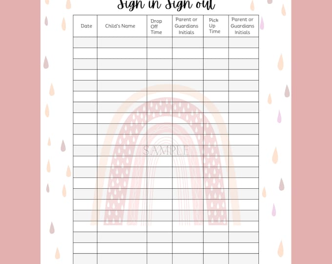 Mon-fri Sign-in Template, Printable Sign-in and Sign-out Sheet, Weekly ...