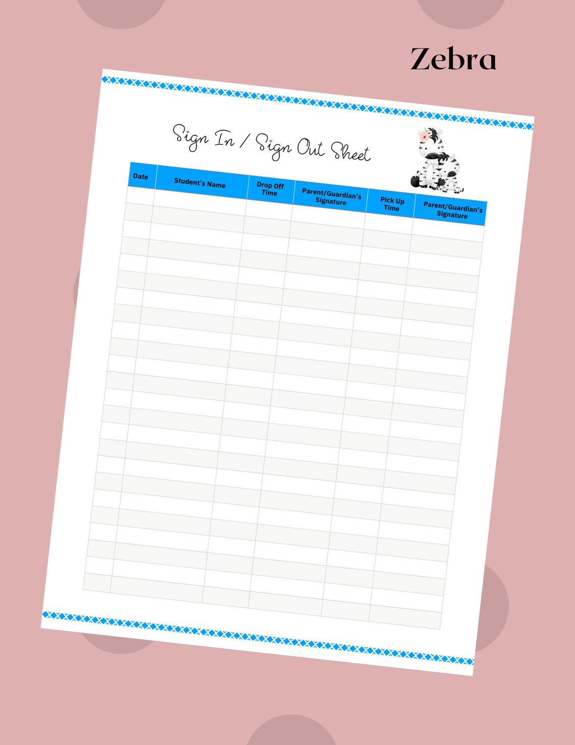 Sign-in Sheets Printable Sign in Sheet Attendance Sheet Drop off Form ...