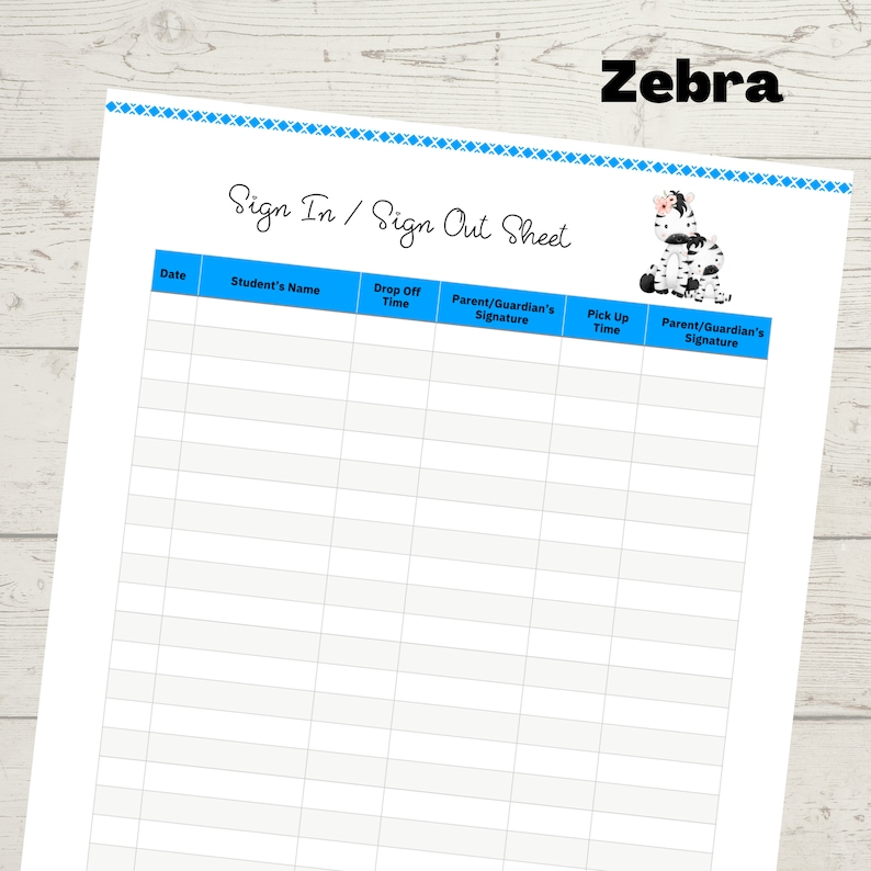 Sign-in Printable Sign in Sheet Attendance Sheet Drop off Form ...