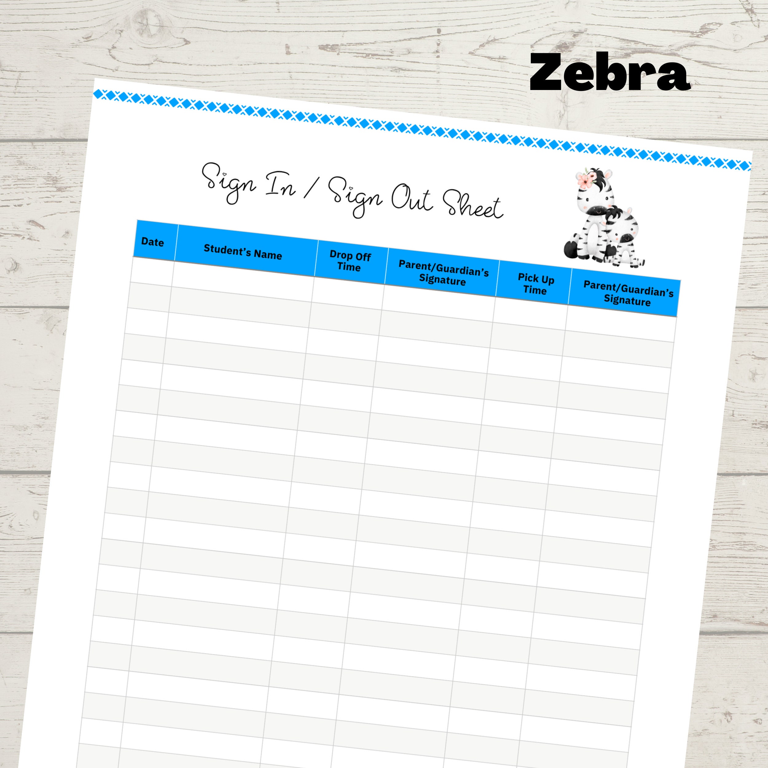 Sign-in Printable Sign in Sheet Attendance Sheet Drop off Form ...