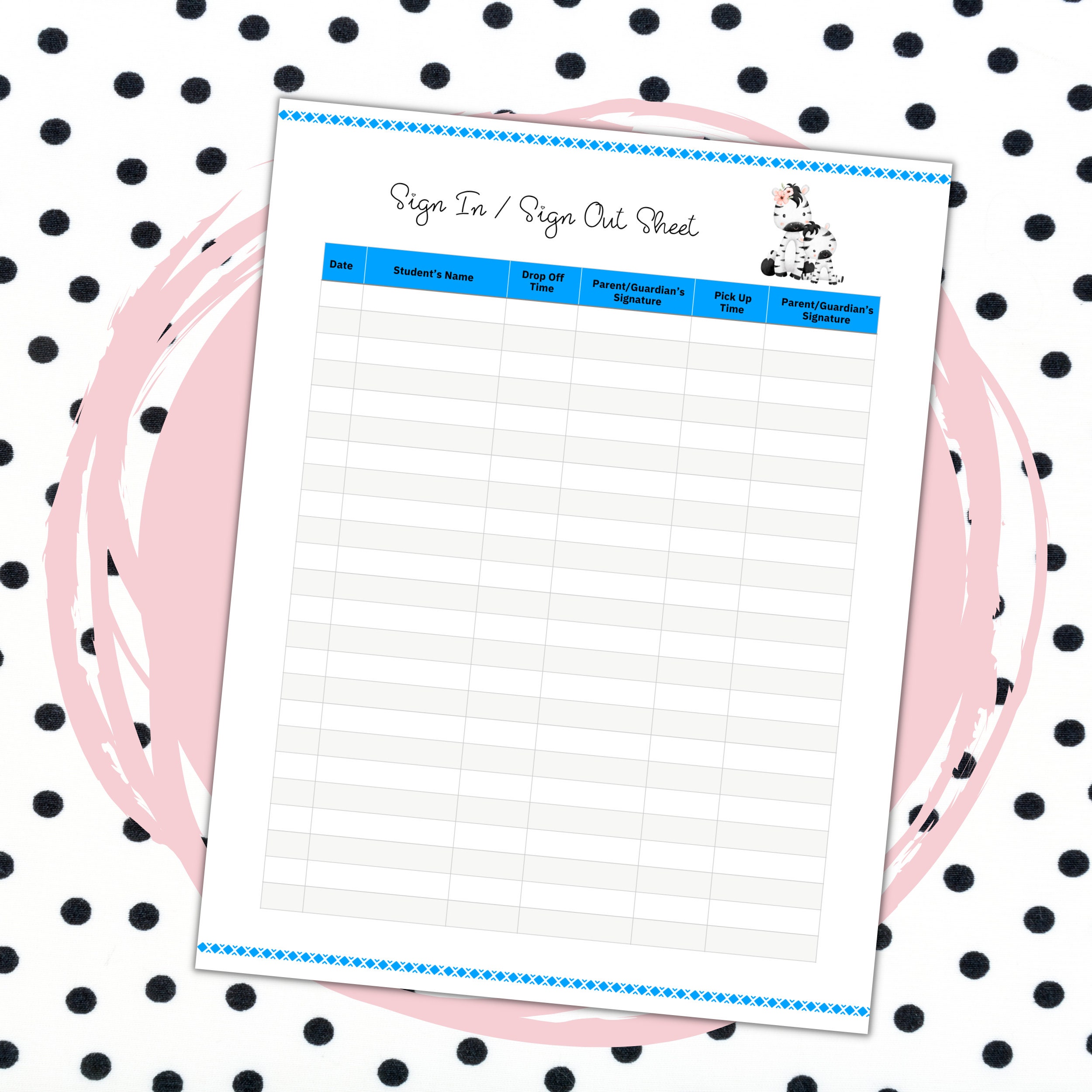 Sign-in Sheets Printable Attendance Sheet Drop off Form Classroom ...