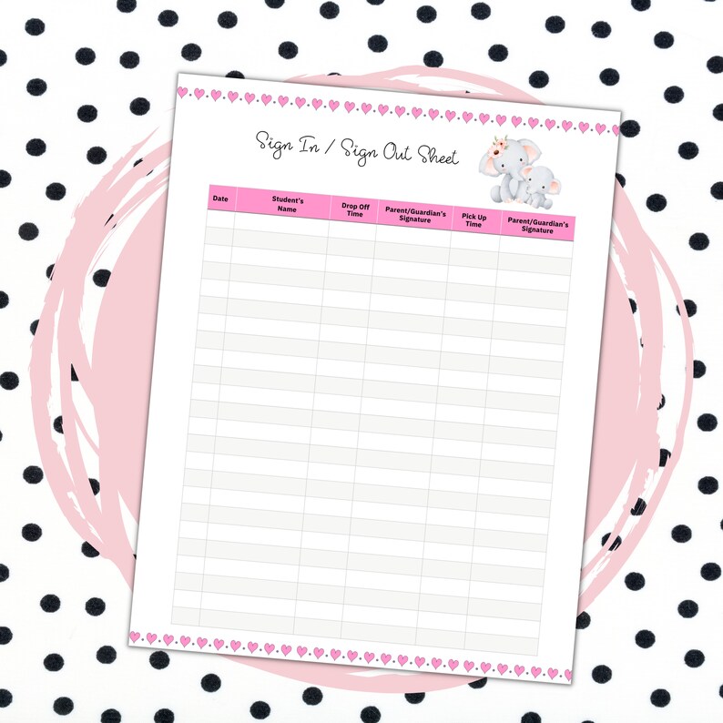 Sign-in Sheets Printable Attendance Sheet Drop off Form Classroom ...