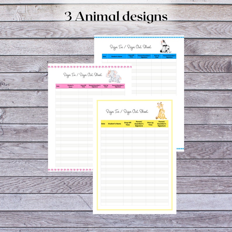 Sign-in Sheets Printable Sign in Sheet Attendance Sheet Drop off Form ...