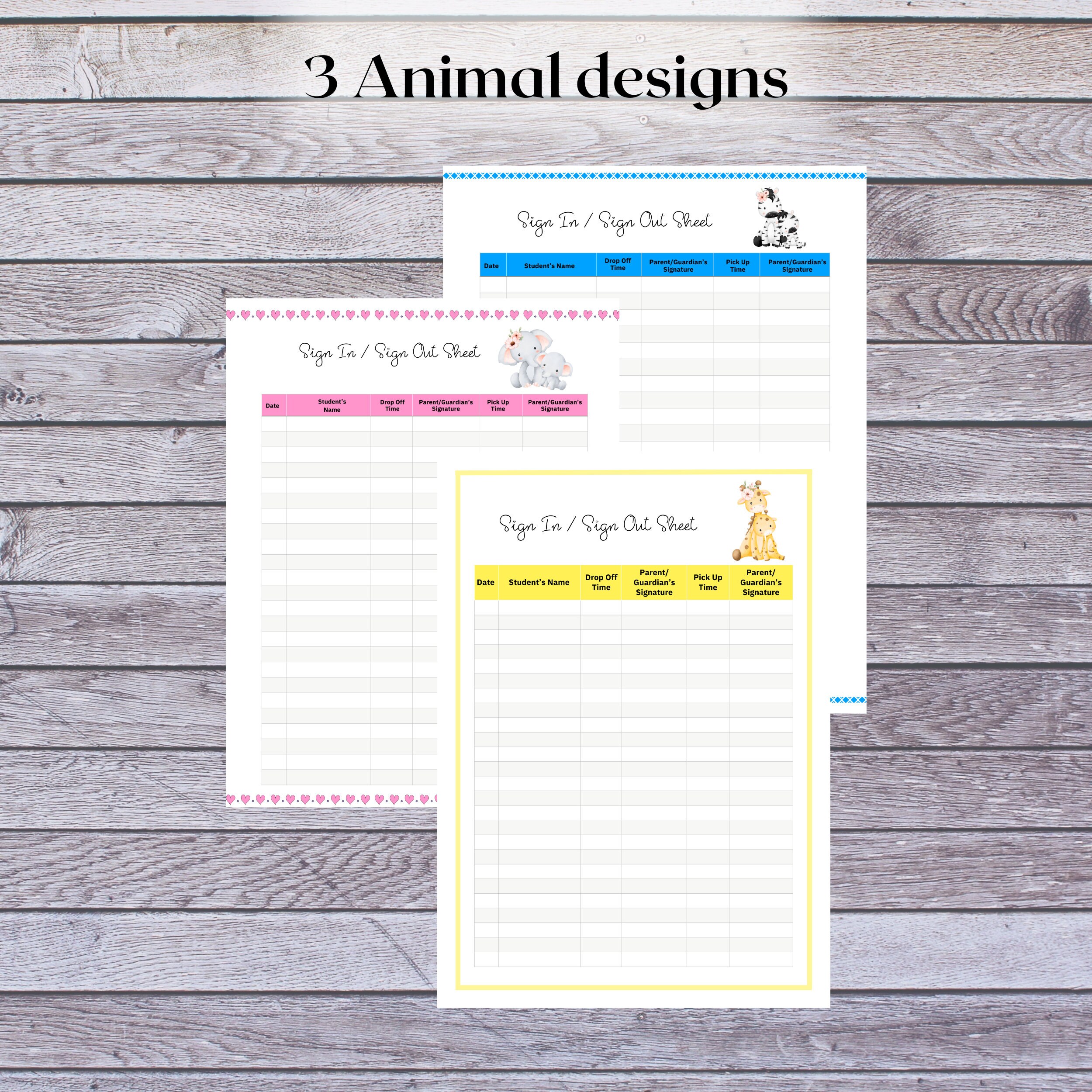 Sign-in Sheets Printable Sign in Sheet Attendance Sheet Drop off Form ...