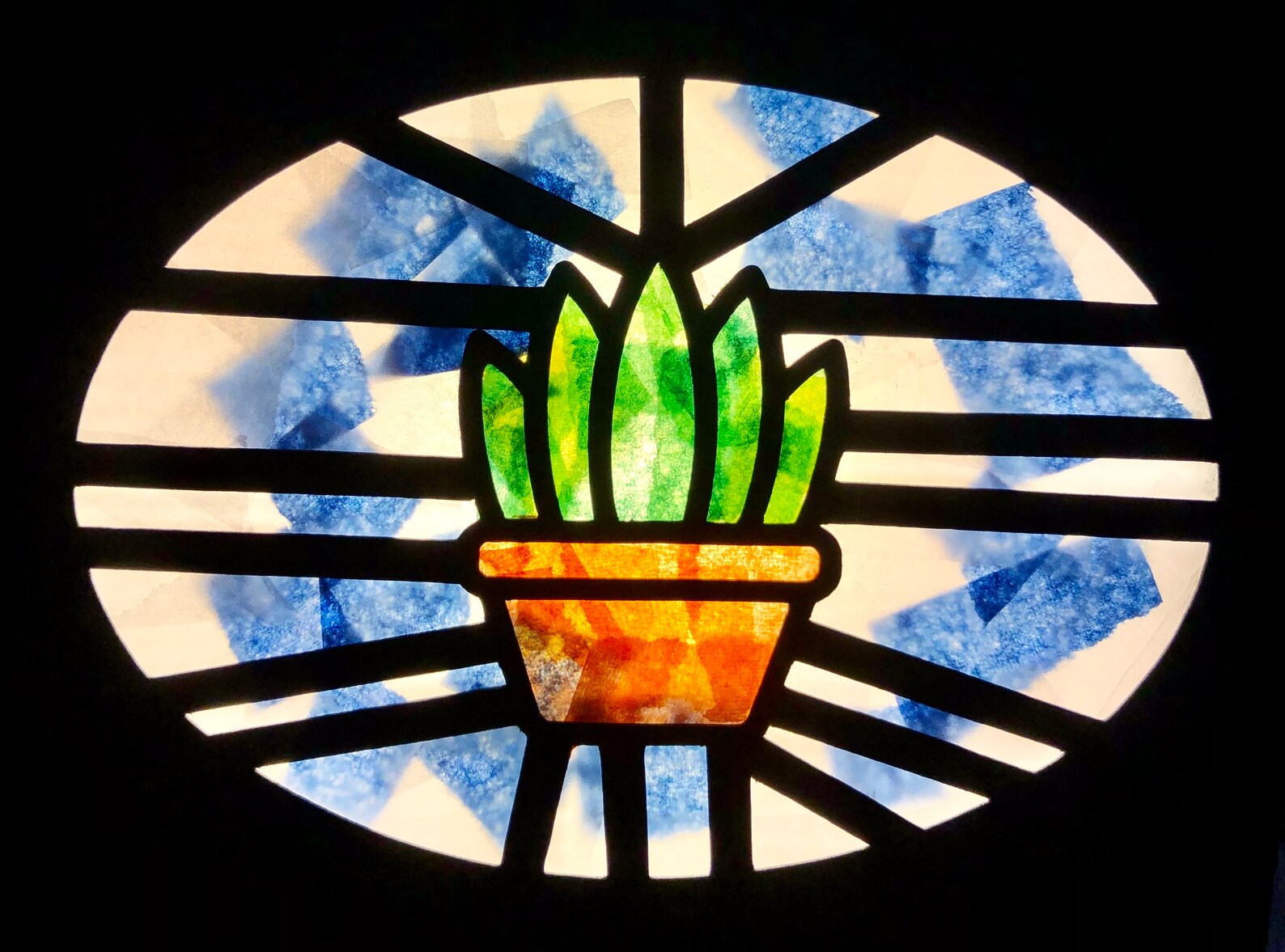 Tissue Paper Stained Glass Art Paper Suncatcher Succulent Cactus Art ...