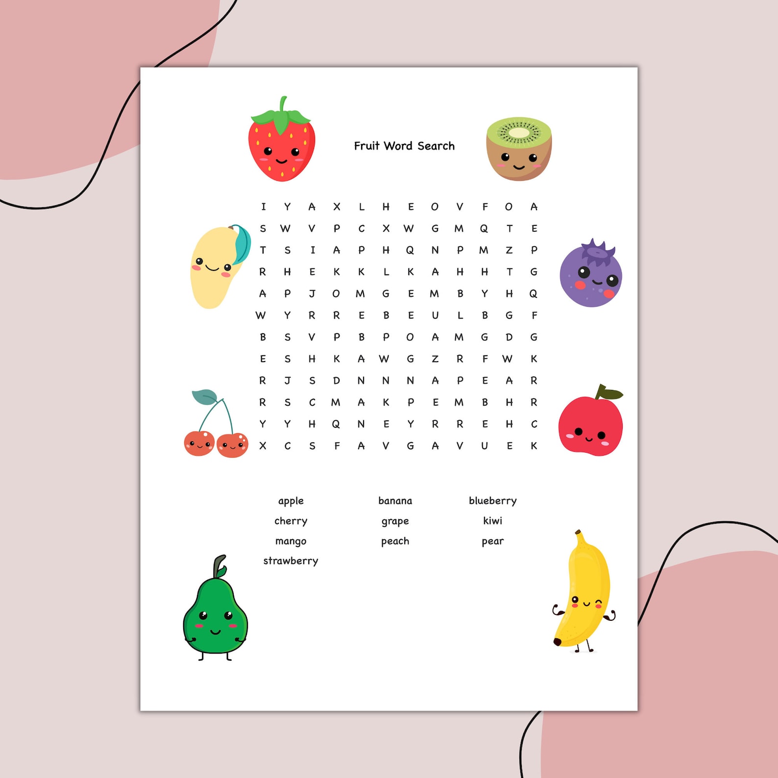 Word Search Puzzle Party Game Printable Seniors and Kid's Activities ...