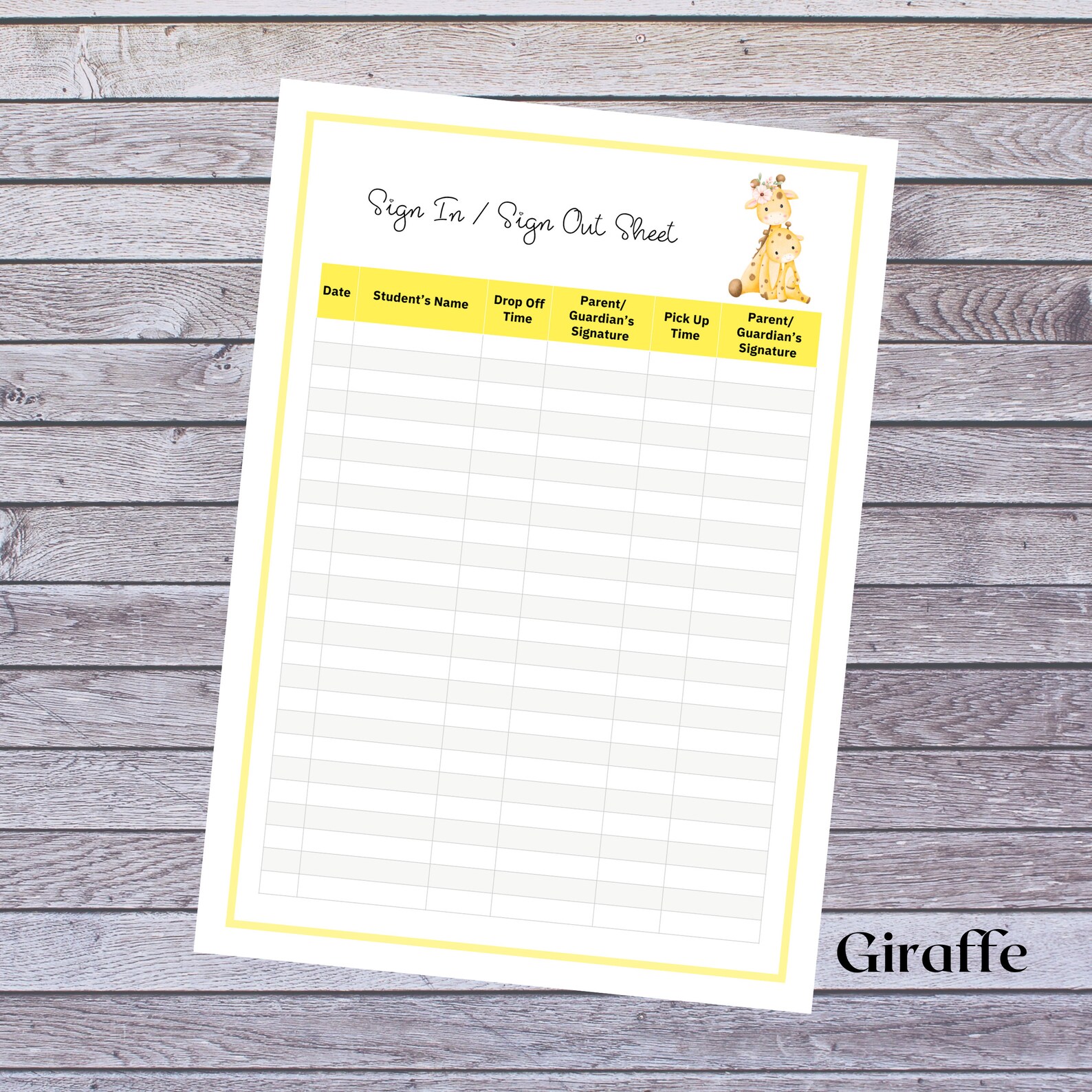Sign-in Sheets Printable Sign in Sheet Attendance Sheet Drop off Form ...