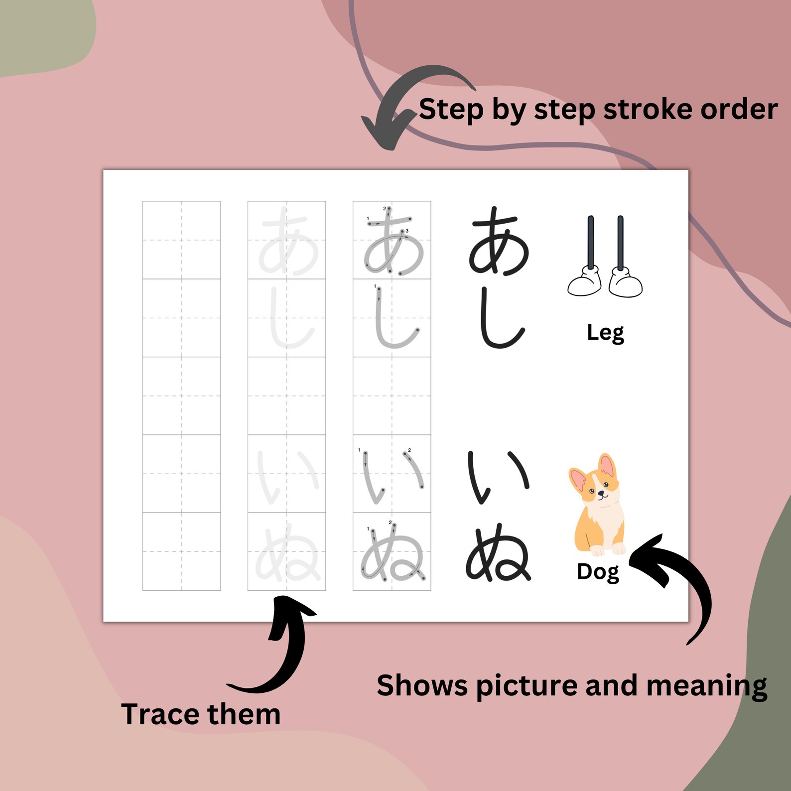 Japanese Hiragana Fun Worksheets Easy Words Writing Worksheets for Kids ...