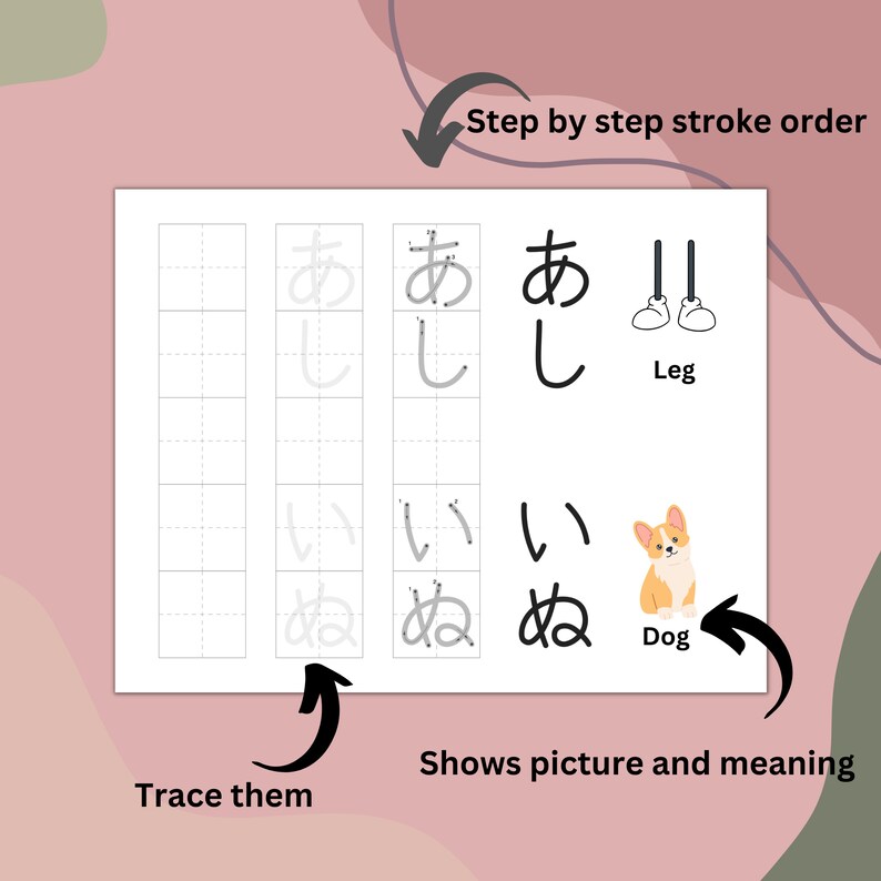 Japanese Hiragana Fun Worksheets Easy Words Writing Worksheets for Kids ...