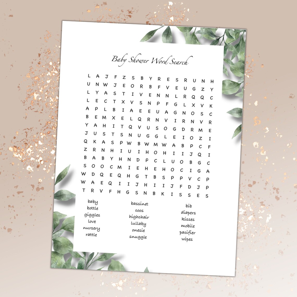 Word Search Printable Baby Shower Party Games Puzzles Brain Games Baby ...