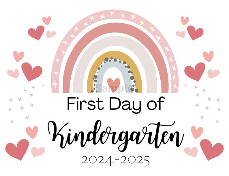 First Day of School Sign Printable Template Photo Prop Boho Rainbow ...